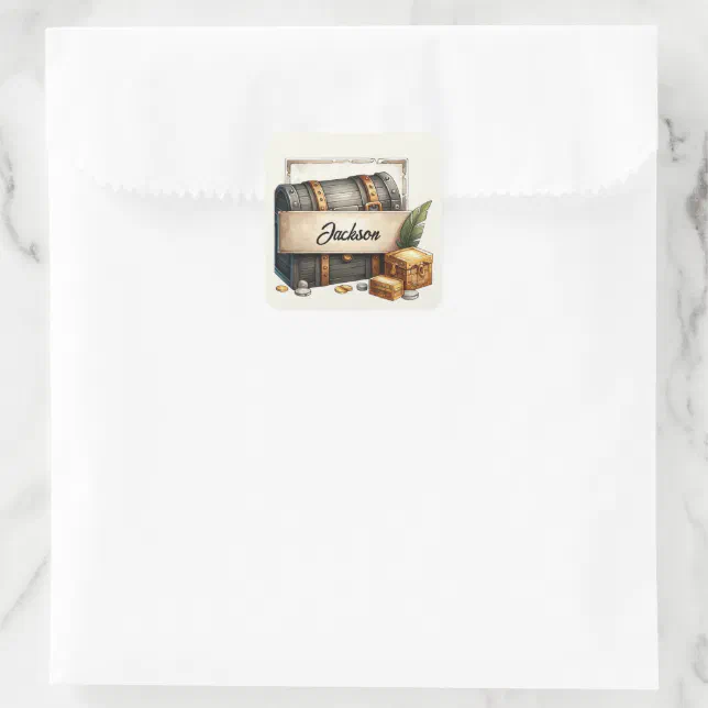 Personalized Treasure Chest Sticker - Custom Name | Zazzle