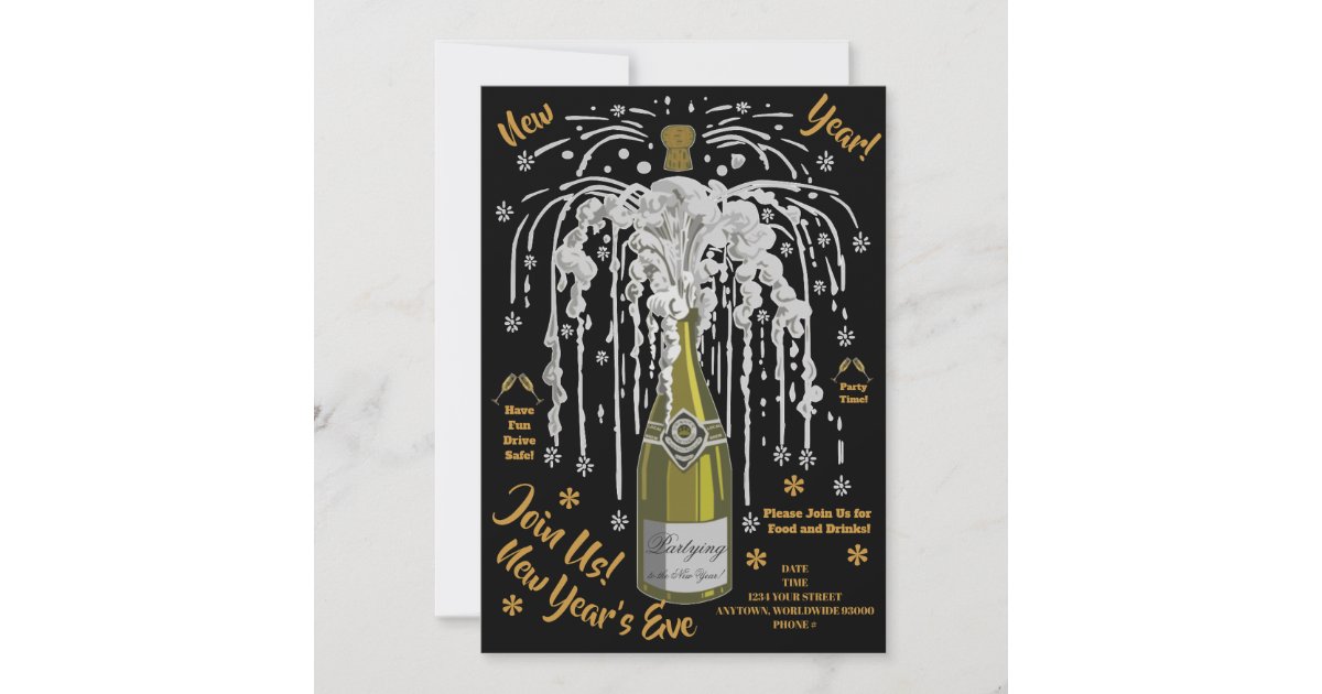 Personalized Trendy New Year's Party Invitations | Zazzle