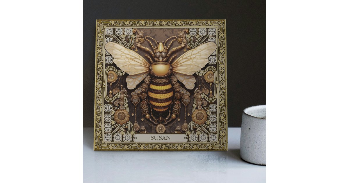 Personalized Tribal Jewel Bee Spirit Animal Ceramic Tile | Zazzle