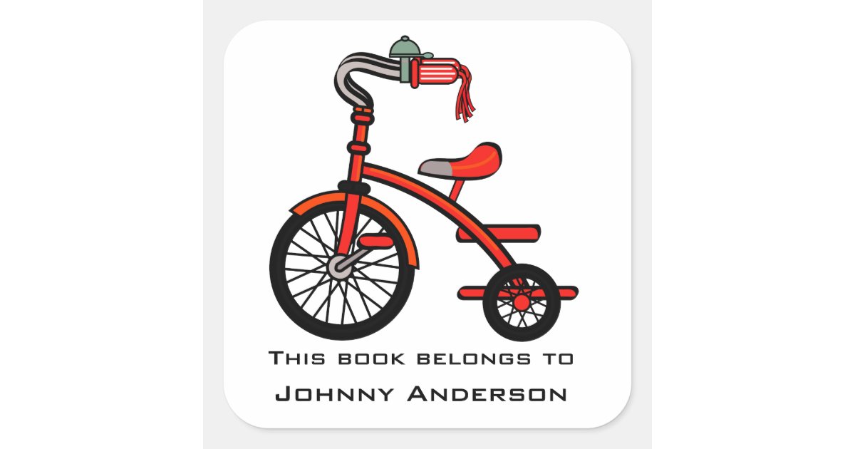 Personalized Tricycle Bookplate Sticker | Zazzle