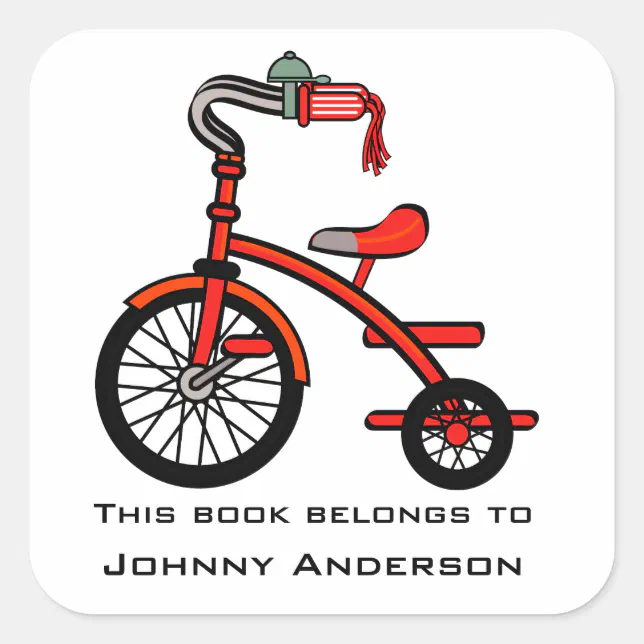 Personalized Tricycle Bookplate Sticker | Zazzle