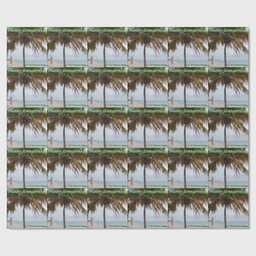 Personalized Tropical Christmas Beach Palm Tree Wrapping Paper | Zazzle