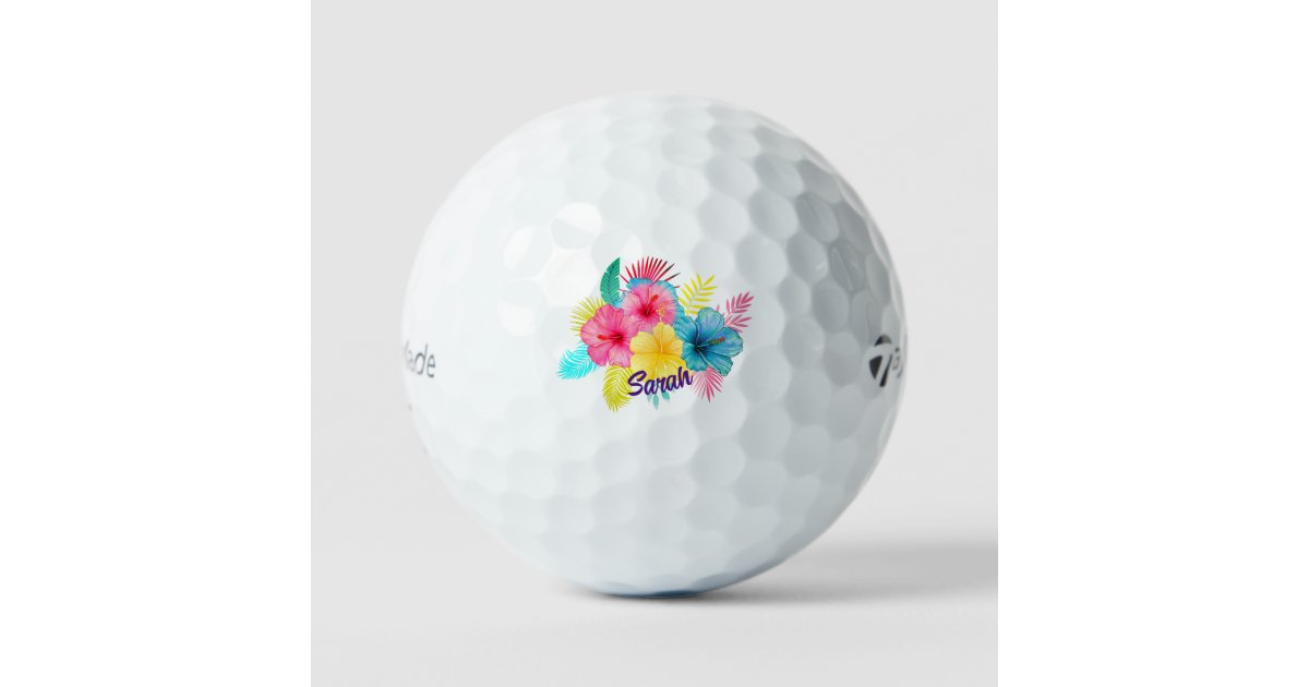 Personalized Tropical Hawaiian Flower Golf Balls | Zazzle