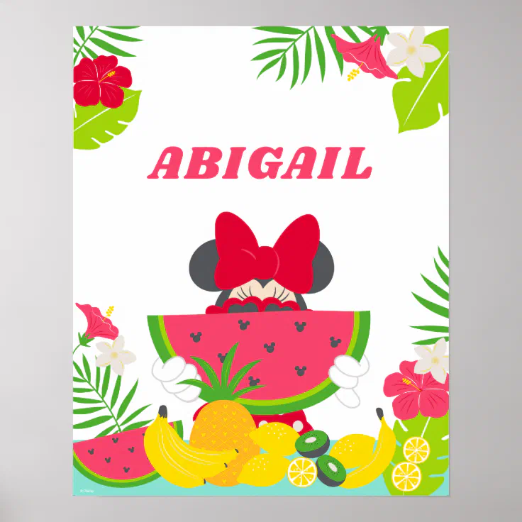 Personalized Tropical Minnie Mouse Poster | Zazzle