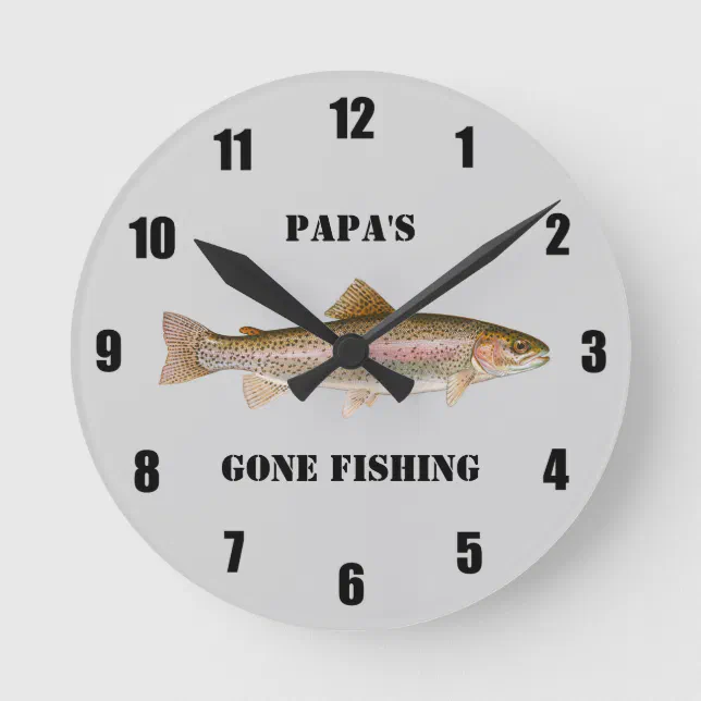Personalized Trout Gone Fishing Large Clock | Zazzle
