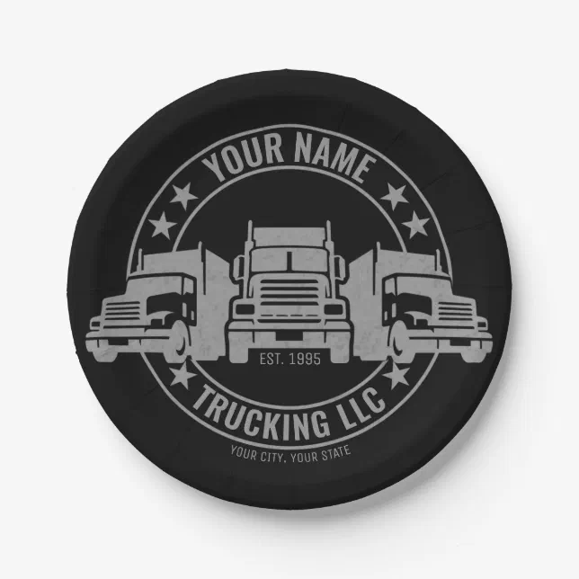 Personalized Trucker Big Rig Semi Truck Trucking Paper Plates | Zazzle