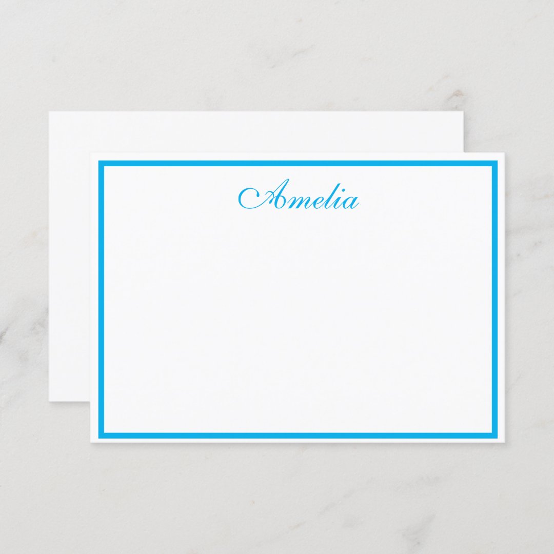 Personalized Turquoise and White Note Cards | Zazzle