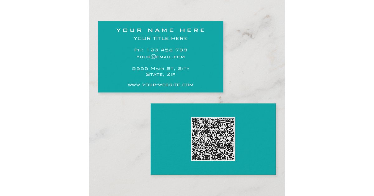 Personalized Turquoise Business Card with QR Code | Zazzle