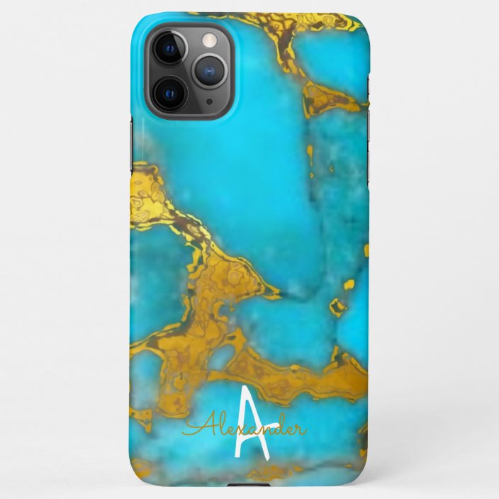 Personalized Turquoise GOLD Marble Named BUDGET iPhone Case | Zazzle.com