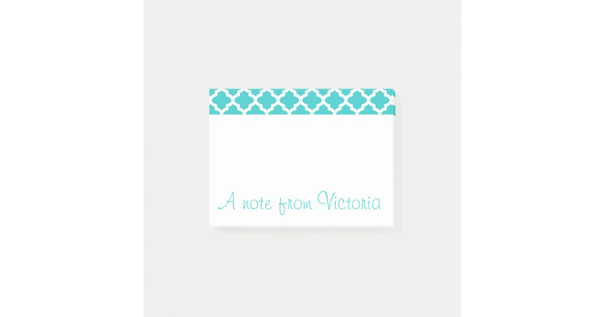Personalized Turquoise Post It Notes | Zazzle