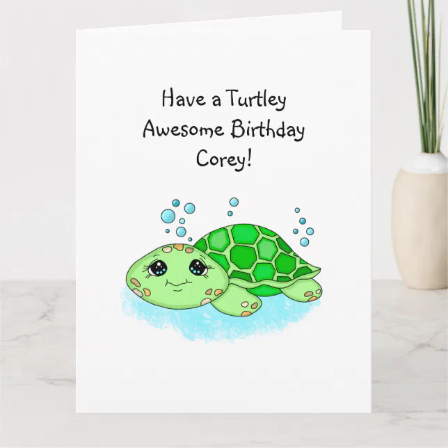 Personalized Turtle Happy Birthday | Coloring Page Card | Zazzle