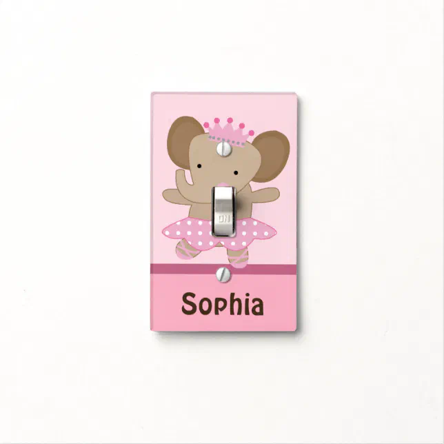 Personalized Tutu Cute Elephant Switch Plate | Zazzle