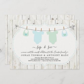 Personalized Twin Boys Sip and See Invitation | Zazzle