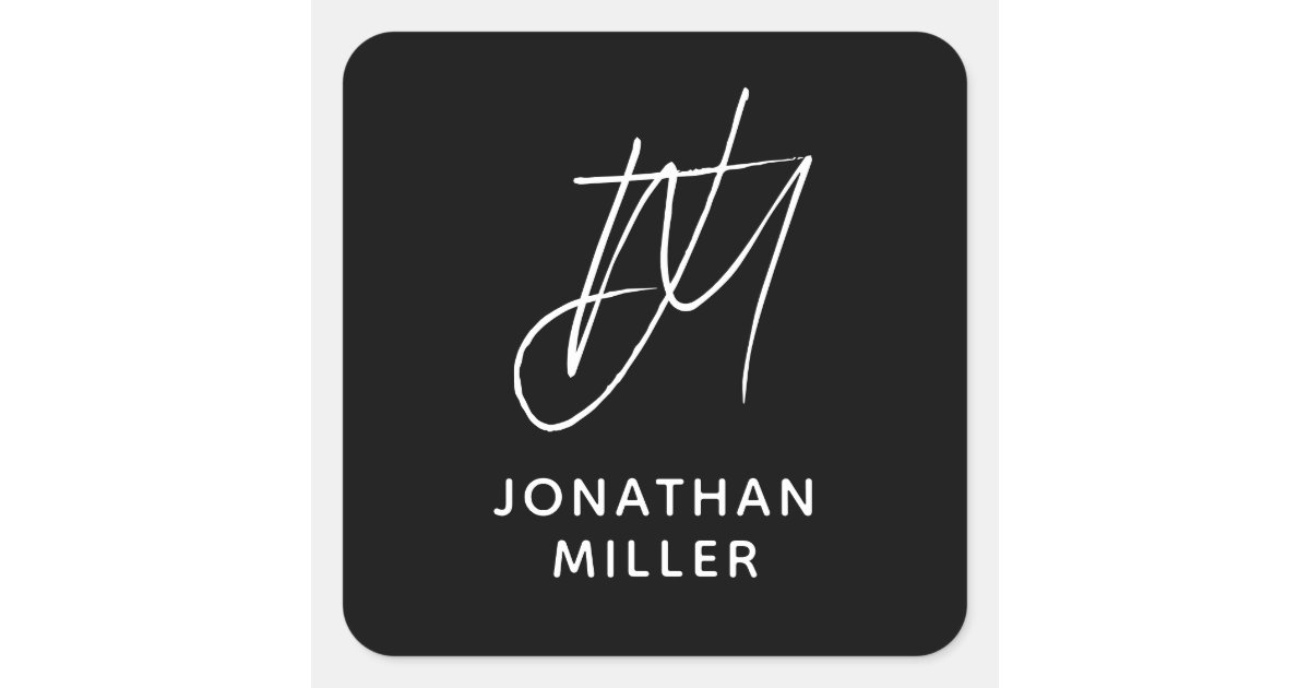 Personalized Two Initial Monogram with Name Square Sticker | Zazzle