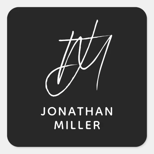 Personalized Two Initial Monogram with Name Square Sticker | Zazzle