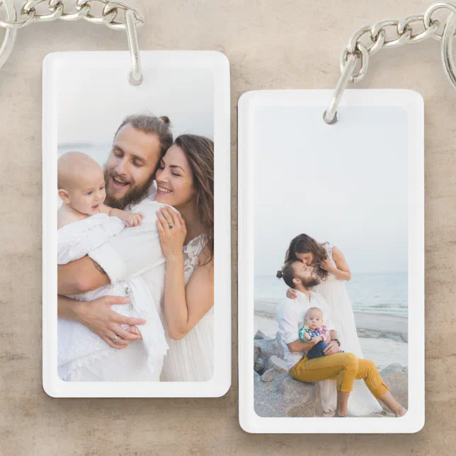 Personalized Two Photo Family Double Sided Keychain | Zazzle