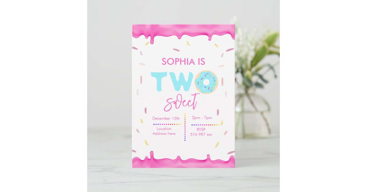 Personalized two sweet birthday invitation | Zazzle