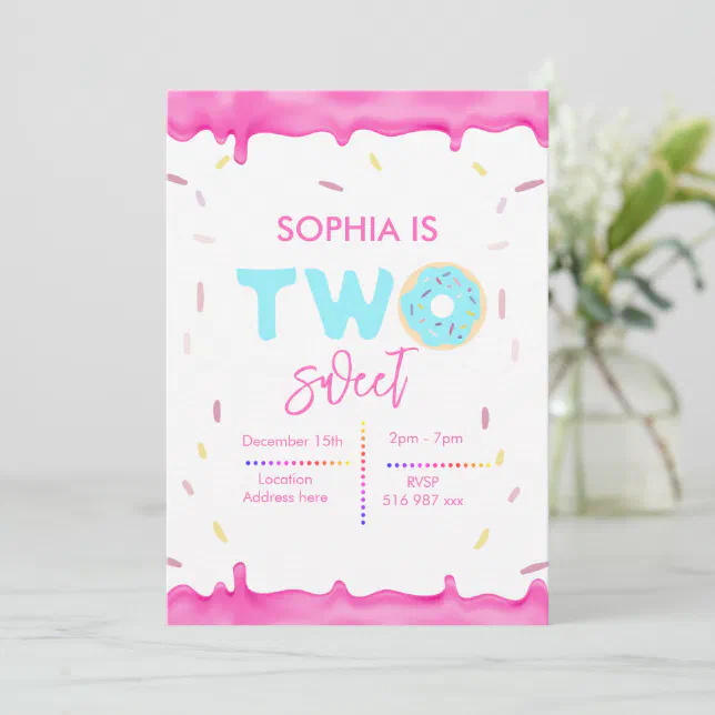 Personalized two sweet birthday invitation | Zazzle