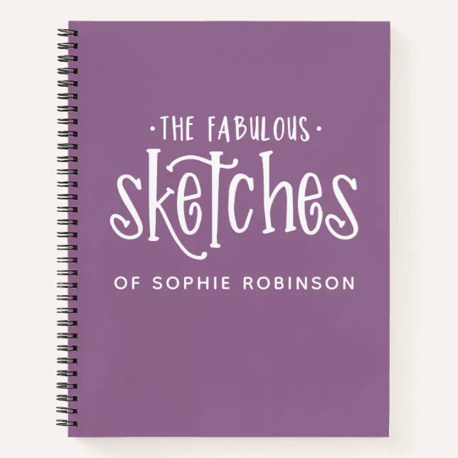 Personalized Typography Purple Sketchbook Notebook | Zazzle
