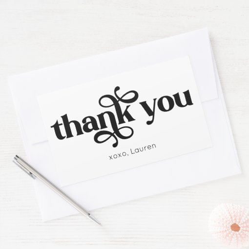 Personalized Typography Thank You Rectangular Sticker | Zazzle