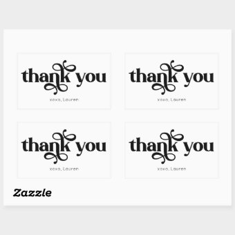 Personalized Typography Thank You Rectangular Sticker | Zazzle