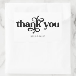 Personalized Typography Thank You Rectangular Sticker | Zazzle