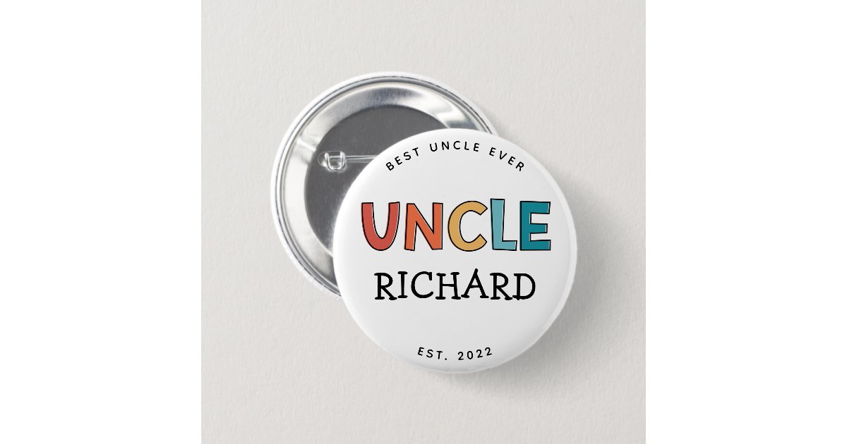 Personalized Uncle Retro Gift Best Uncle Ever Cute Button | Zazzle