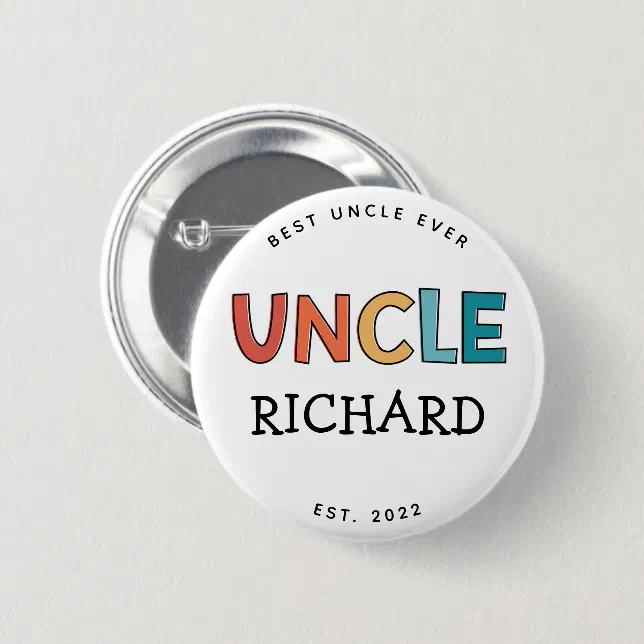 Personalized Uncle Retro Gift Best Uncle Ever Cute Button | Zazzle