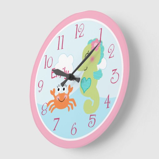 Personalized Under the Sea life Seahorse Clock | Zazzle