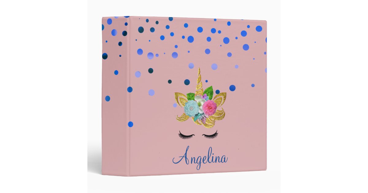 Personalized Unicorn Face Glitter Photo Album 3 Ring Binder | Zazzle