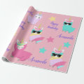 Personalized Unicorn Llama Happy Birthday Wrapping Paper | Zazzle