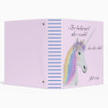 Personalized Unicorn Rainbow Pink Binder | Zazzle