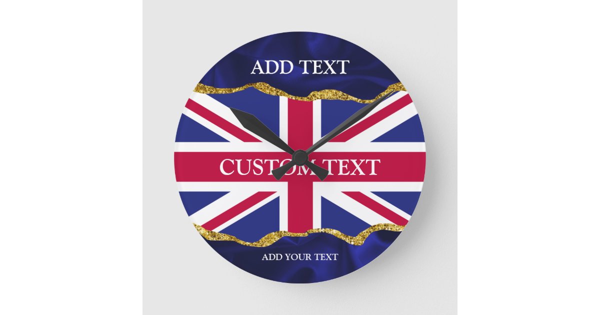 Personalized .Union Flag Wall Mounted Time Keeper Round Clock | Zazzle