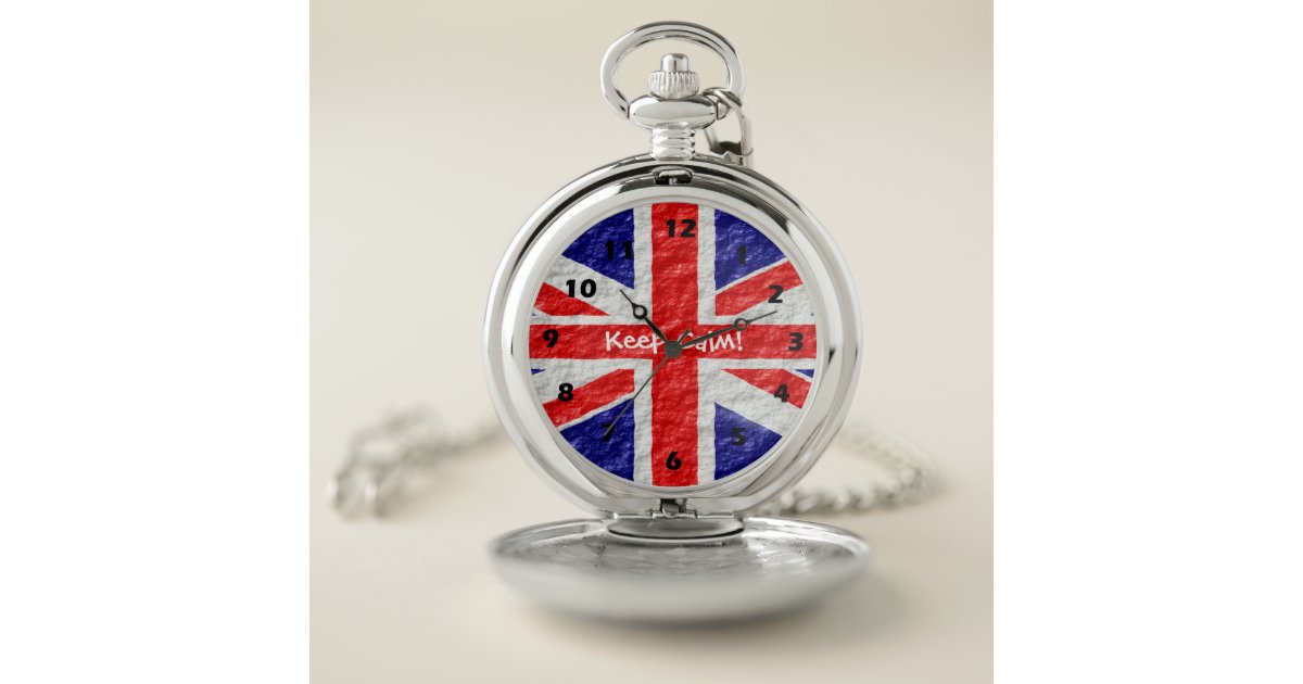 Personalized Union Jack Flag Design Pocket Watch | Zazzle