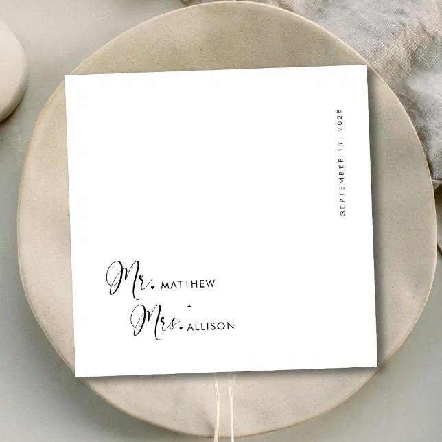 Personalized Unique Calligraphy Mr. & Mrs. Wedding Napkins | Zazzle