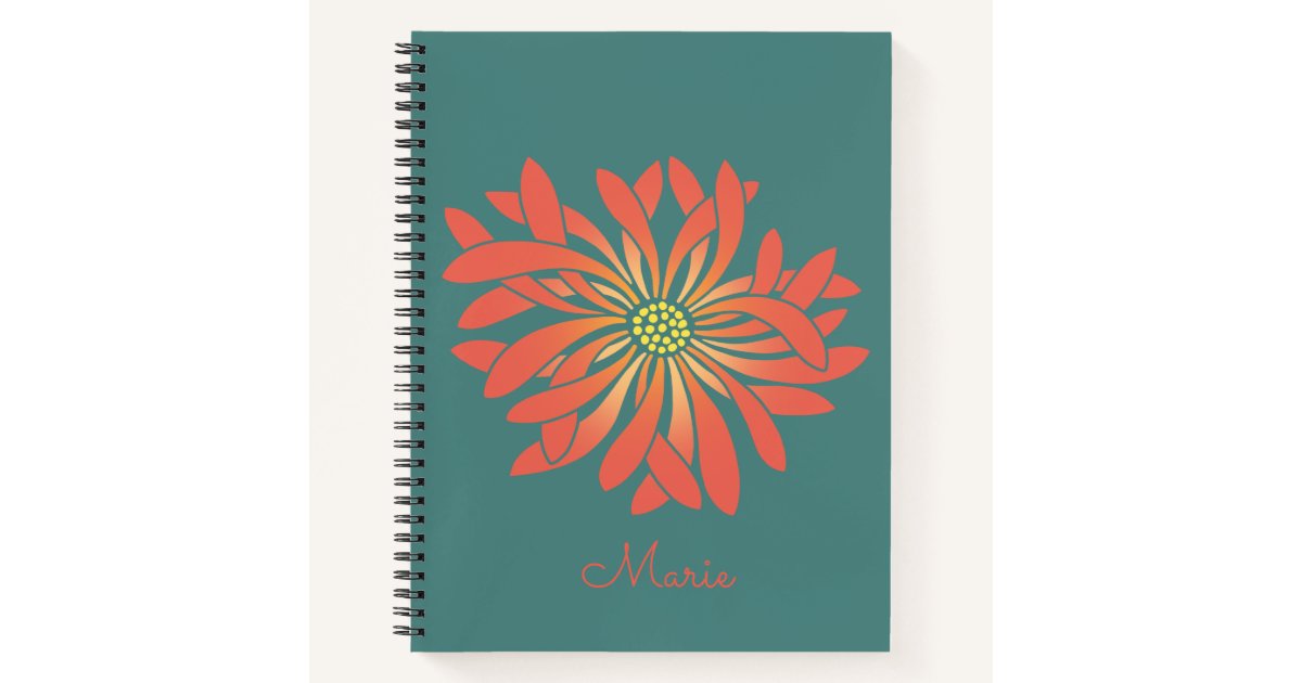 Personalized Untamed Coral Flower Notebook | Zazzle