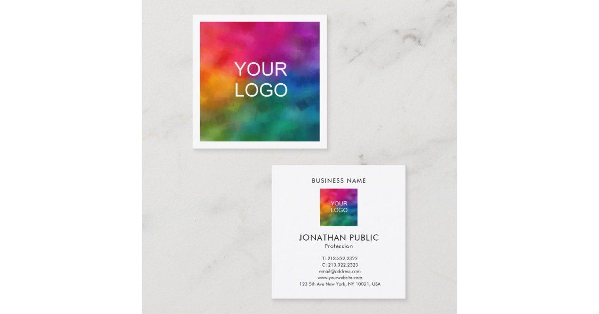 Personalized Upload Your Business Company Logo Square Business Card ...