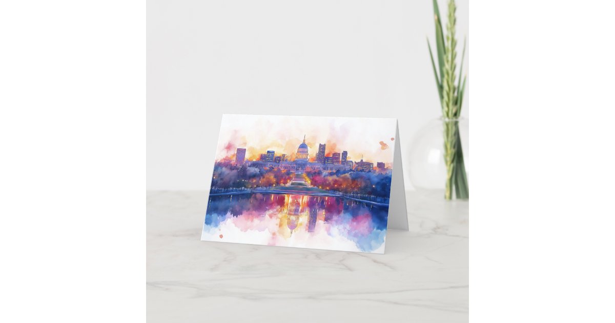 Personalized US Capitol Washington DC Illustration Holiday Card | Zazzle