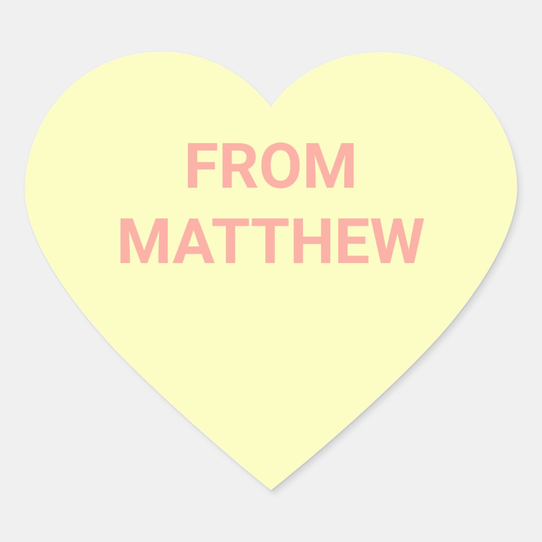 Personalized Valentine's Day Yellow Conversation Heart Sticker | Zazzle