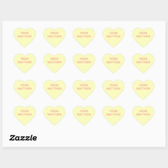Personalized Valentine's Day Yellow Conversation Heart Sticker | Zazzle