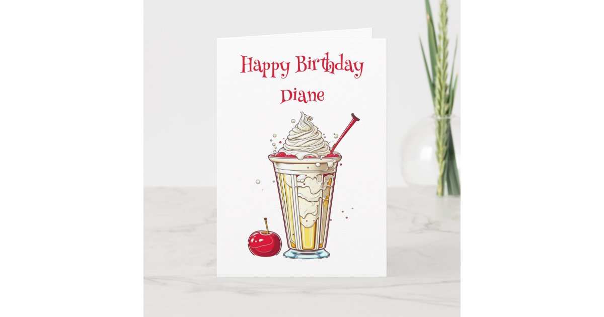 Personalized Vanilla Milkshake Birthday for Her Card | Zazzle