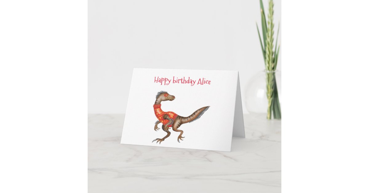 Personalized Velociraptor birthday card | Zazzle