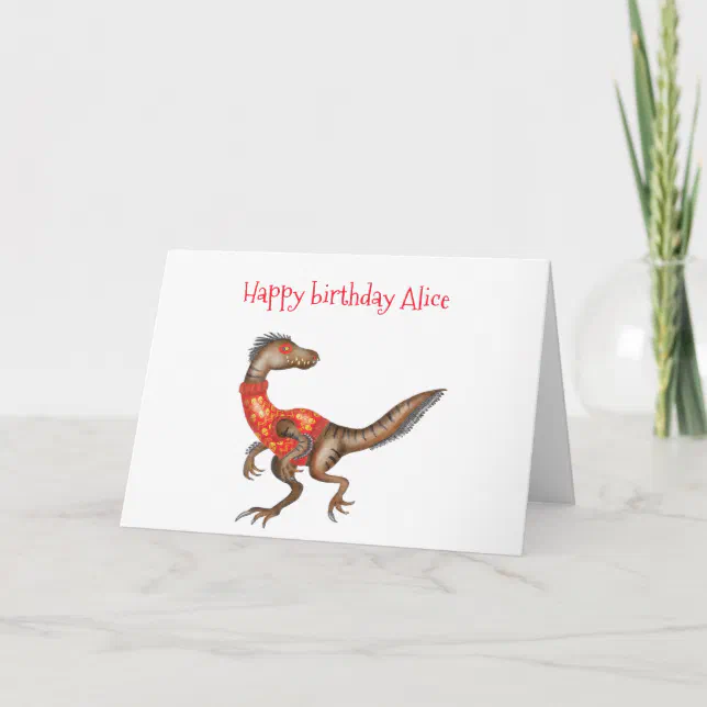 Personalized Velociraptor birthday card | Zazzle