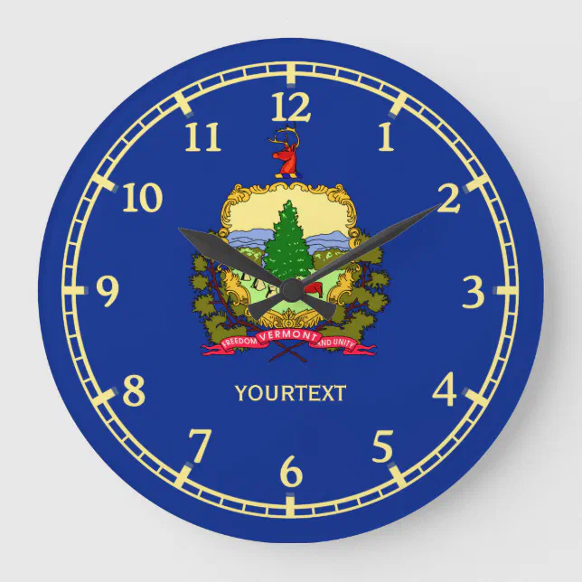 Personalized Vermont State Flag Design on a Large Clock | Zazzle