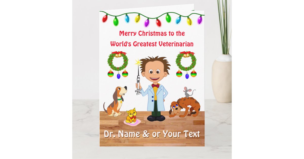 Personalized Veterinarian Christmas Cards Male Vet | Zazzle