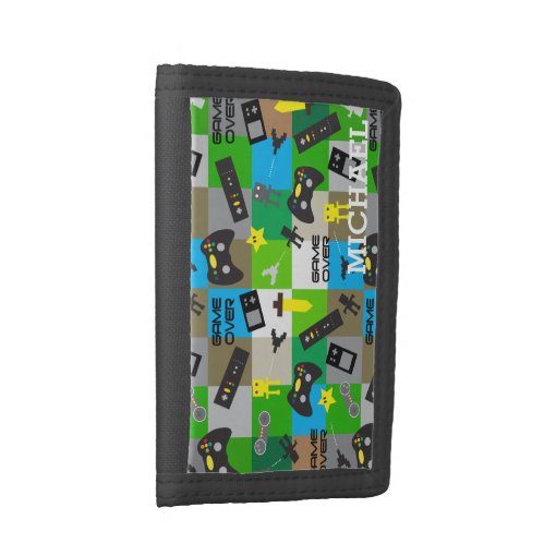 Personalized Video Game Gamer Geek for Boy Tween Trifold Wallet | Zazzle