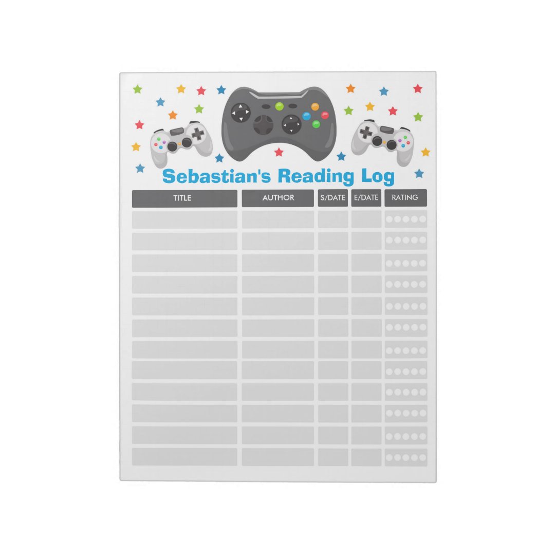 Personalized Video Game Reading Log Homeschool Log Notepad | Zazzle