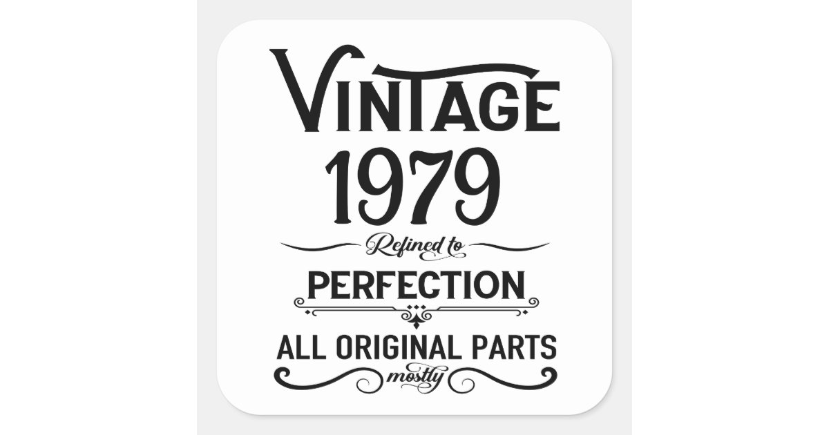 Personalized vintage 45th birthday gifts black square sticker | Zazzle