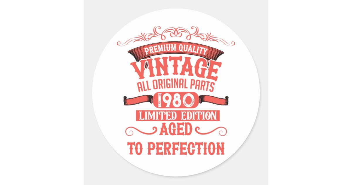 Personalized vintage 45th birthday gifts red classic round sticker | Zazzle