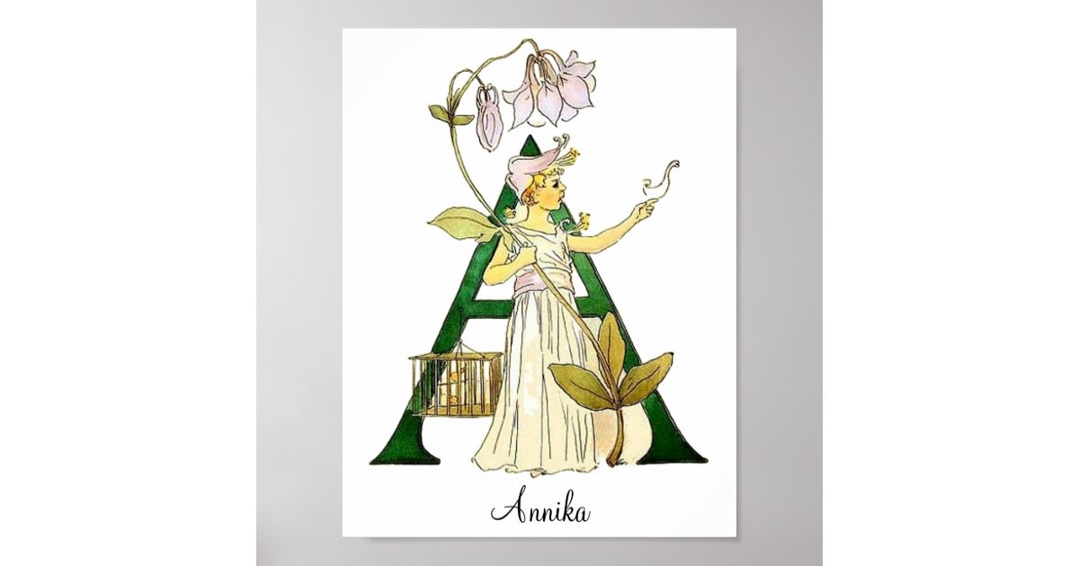 Personalized Vintage Alphabet Letter A Poster | Zazzle